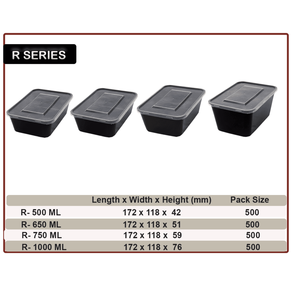R Series- Rectangle Takeaway Containers- 500ml, 650ml, 750ml, 1000ml ...